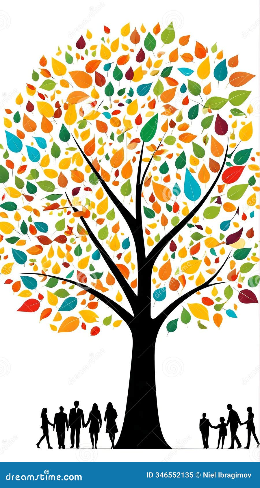 Vibrant Tree of Life with Diverse Silhouettes Stock Image - Image of ...