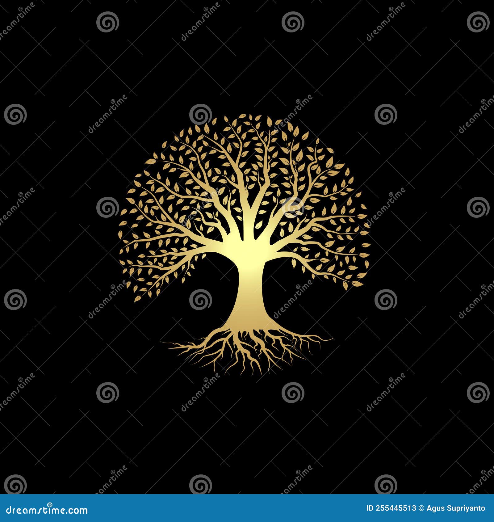 Vibrant Tree Logo Design, Tree Vector .gold Color Tree of Life Logo ...
