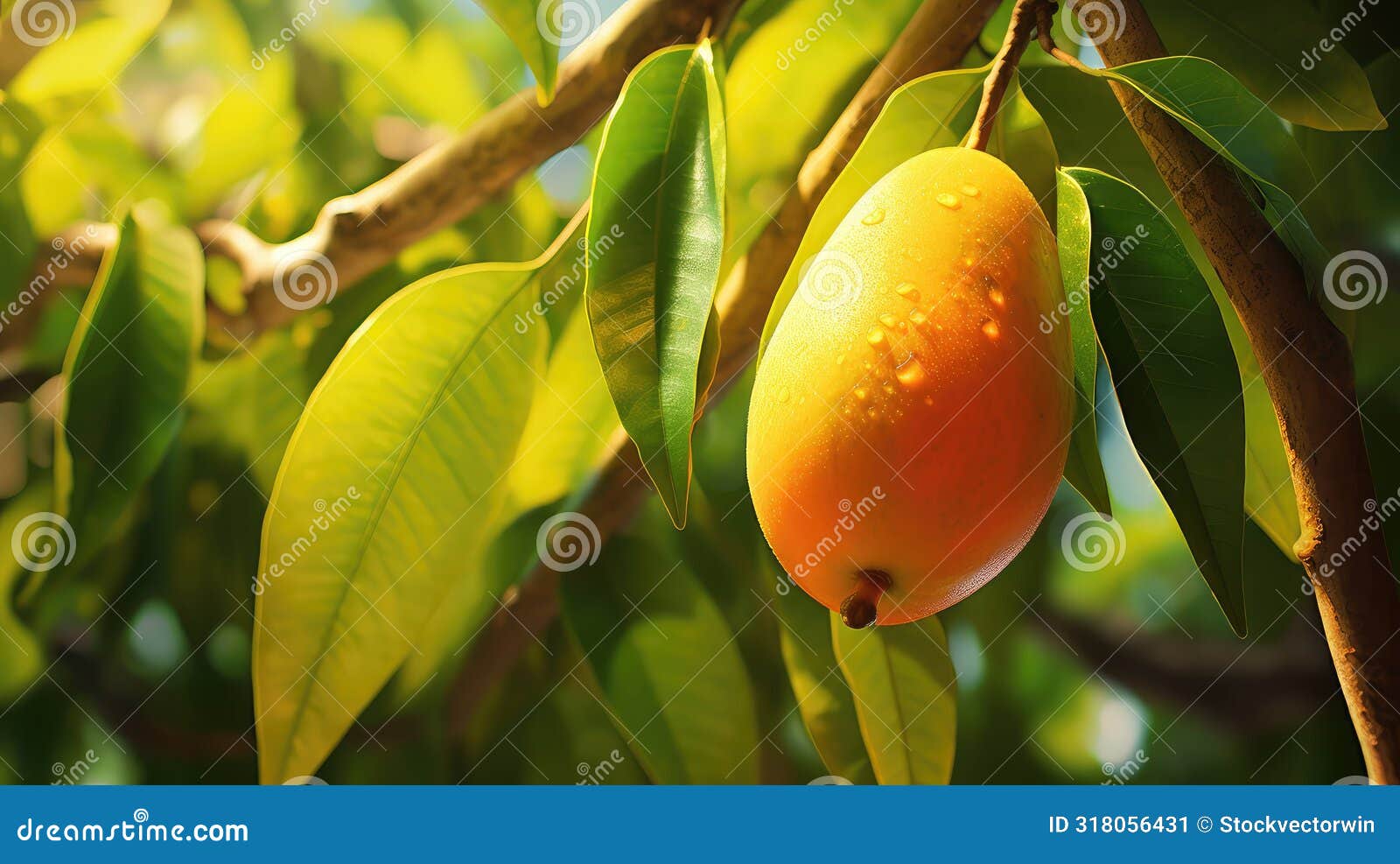Vibrant Tree Mango Fruit in the Second Photograph Stock Illustration ...