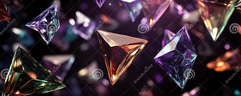 Vibrant Triangular Gems Falling Dark Background High Quality Image ...