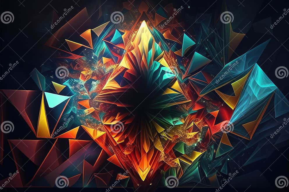Vibrant Triangular Kaleidoscope with Bold Colors Stock Illustration ...