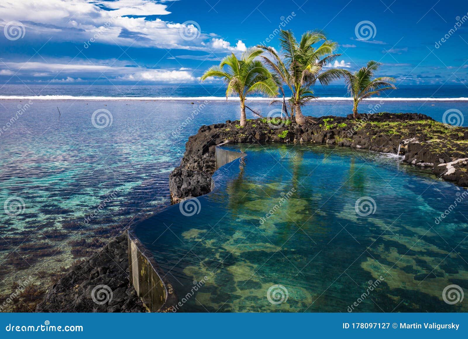 Vibrant Tropical Beach with Palm Trees, Upolu, Samoa Stock Image ...