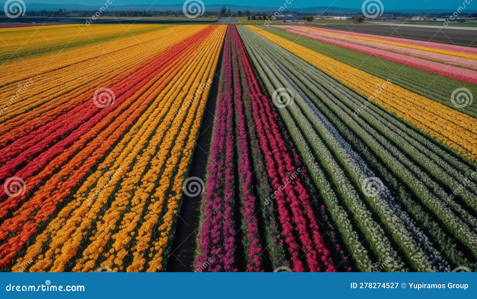 Vibrant Tulips in a Row, Dutch Beauty Generated by AI Stock Image ...