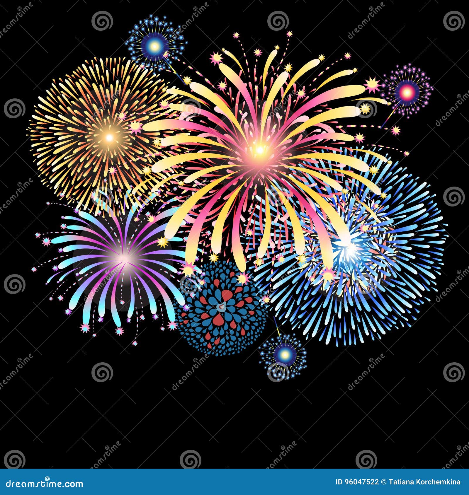Vibrant Vector Illustration with Color Fireworks Stock Vector ...