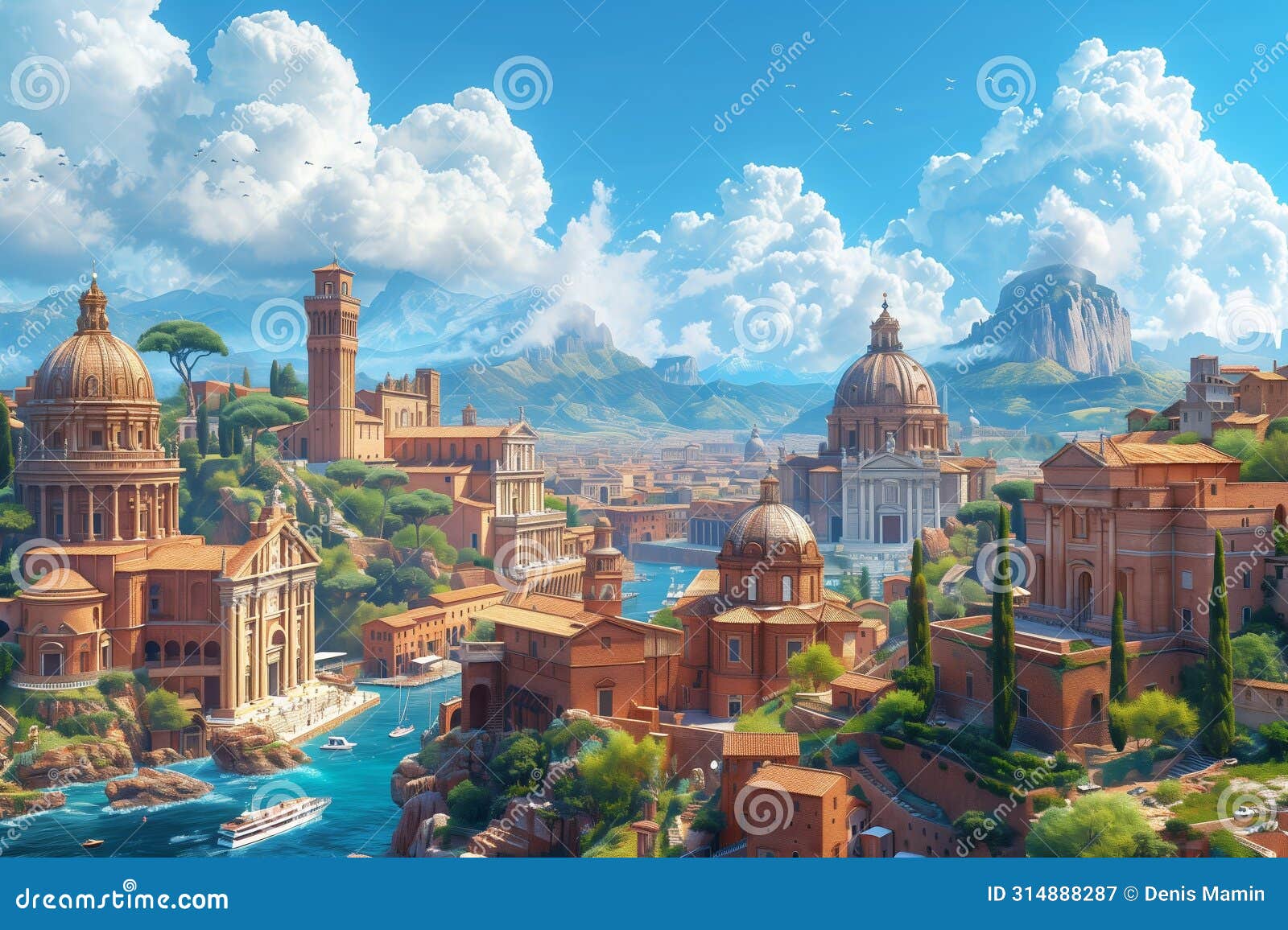 Italian Cityscape with Historical Monuments AI Generated Stock ...