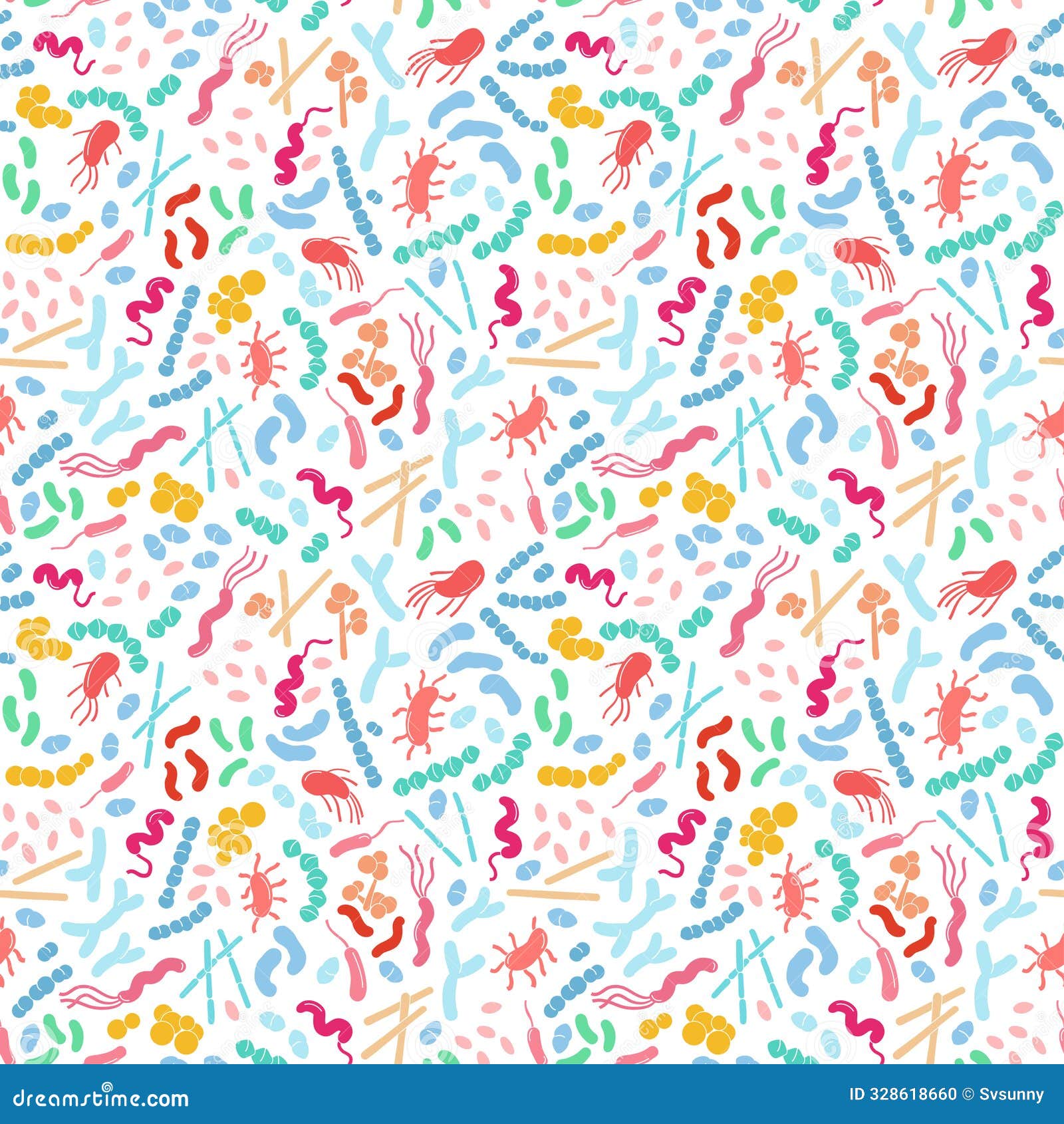 Vibrant Vector Illustration Of Various Microorganisms, Including ...