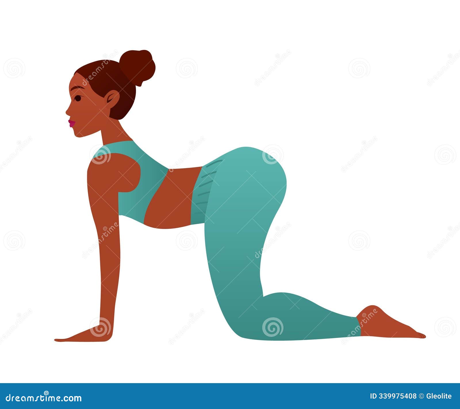 Yogini in Cow Pose Bitilasana Gentle Backbend Yoga Stretch Vector ...