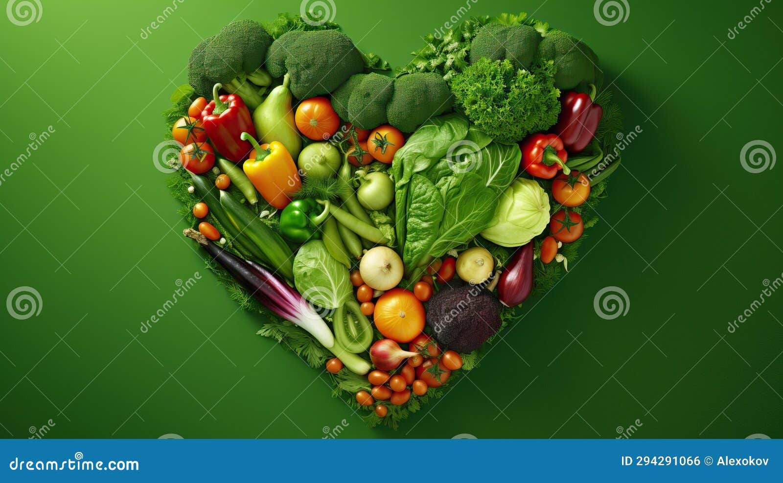 Vibrant Vegetable Heart on Green Background AI Generated Stock ...