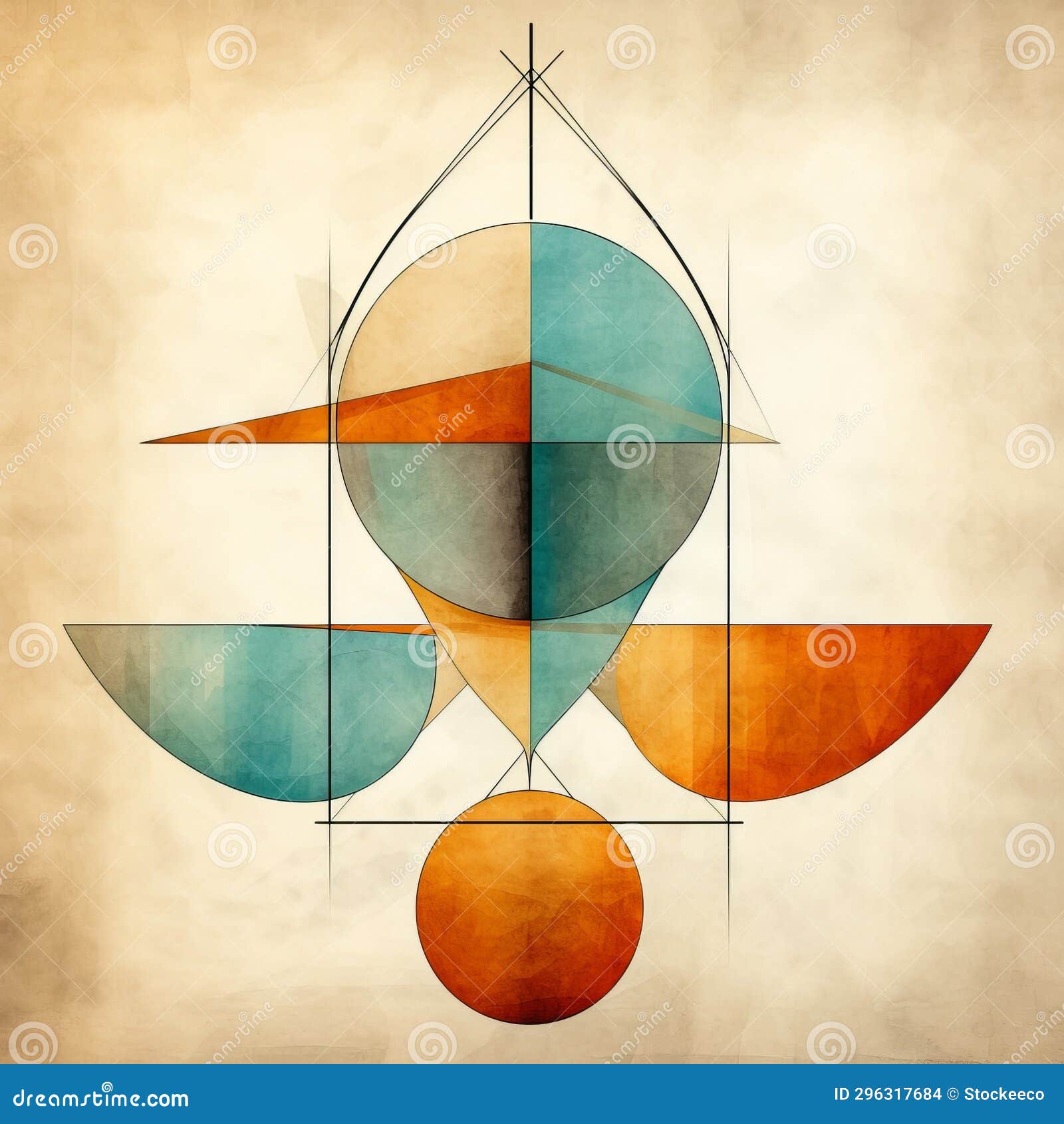 Symbolism Art with Geometric Shapes and Balanced Colors Stock ...