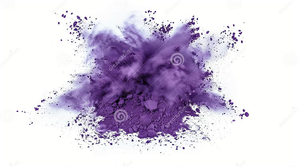 Vibrant Violet Chalk Dust Explosion on White Background Stock ...