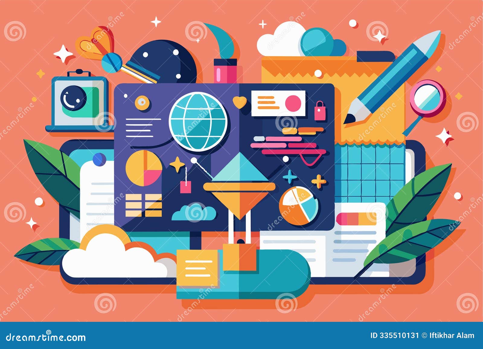 A Vibrant Vision Board Showcases Diverse Elements for Creative Planning ...