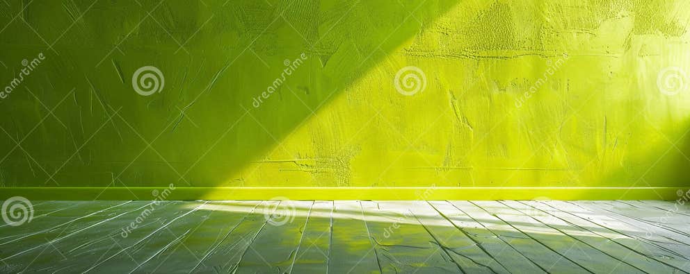 A Vibrant Visual of an Empty Wall in Bright Lime Green, with a Matte ...