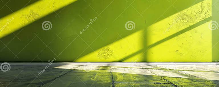 A Vibrant Visual of an Empty Wall Painted in Bright Chartreuse, with a ...