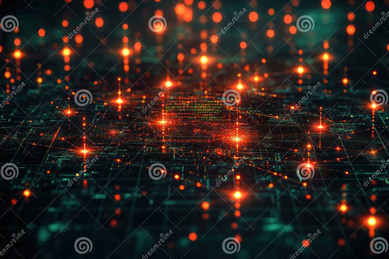 A Vibrant Visualization of Cyber Attack, Showcasing Grid Filled with ...