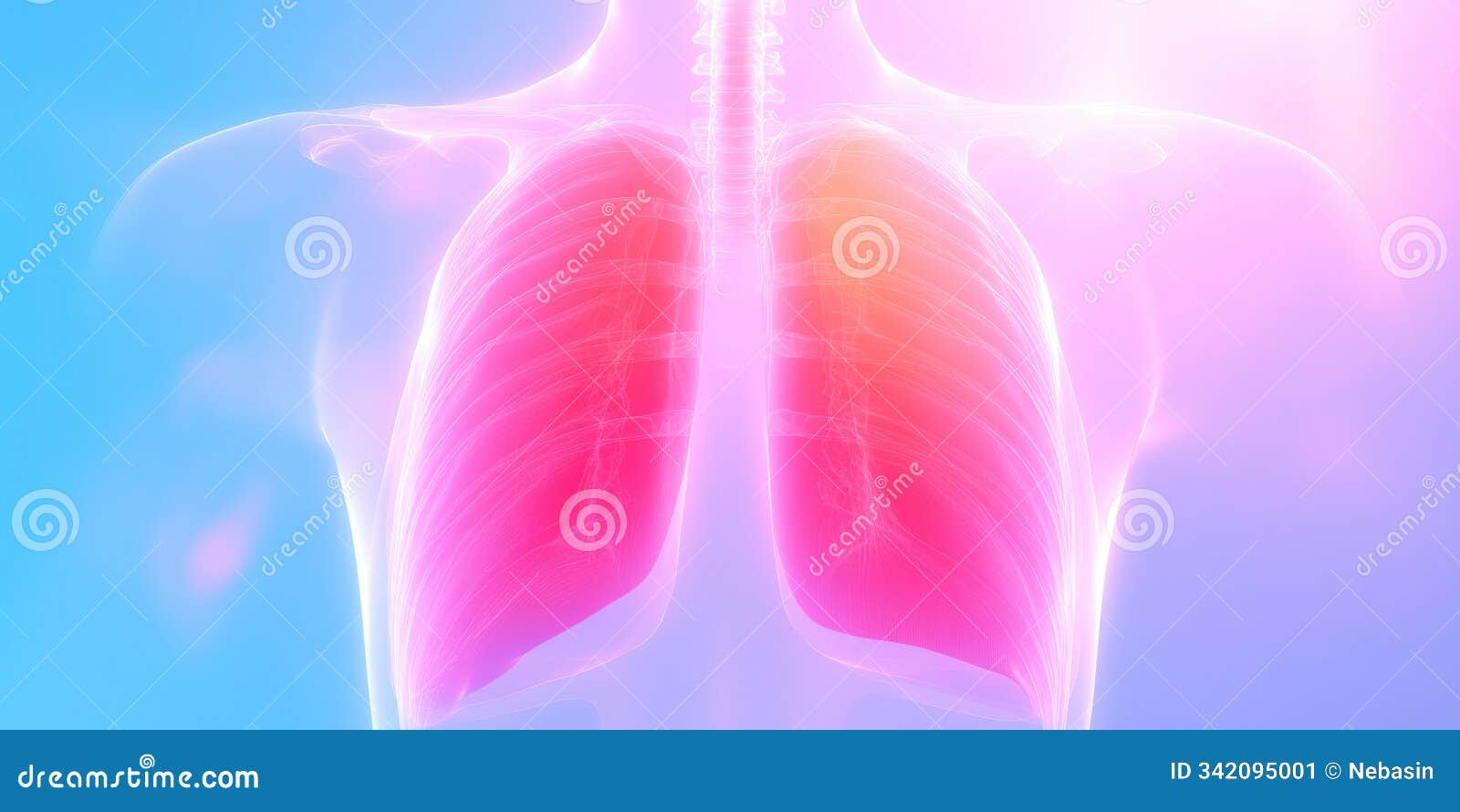 Vibrant Visualization of Human Lungs in Pink and Blue Gradient ...