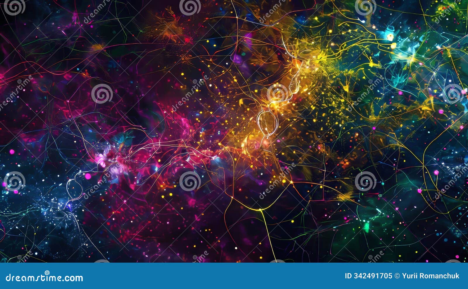Vibrant Visualization Of Interconnected Neurons Representing Neural ...