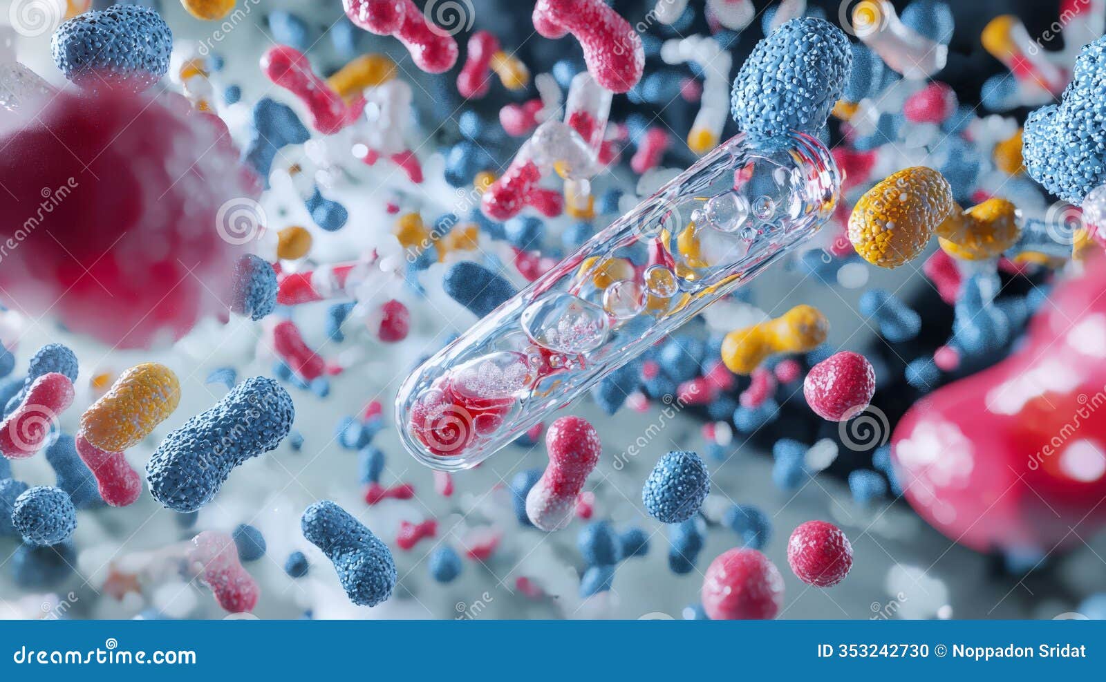 A Vibrant Visualization of Microscopic Bacteria and Microorganisms in a ...