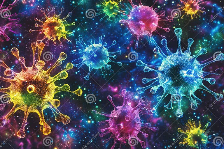Vibrant Visualization of Viruses Interacting with Cells in a Colorful ...