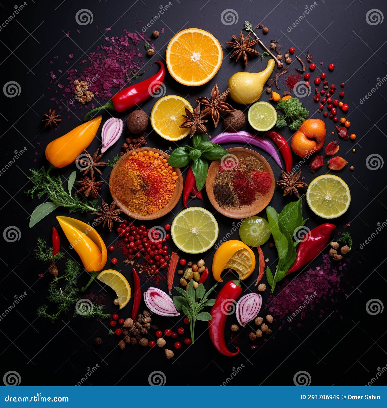 Vibrant and Visually Appealing Composition of Raw Ingredients and ...