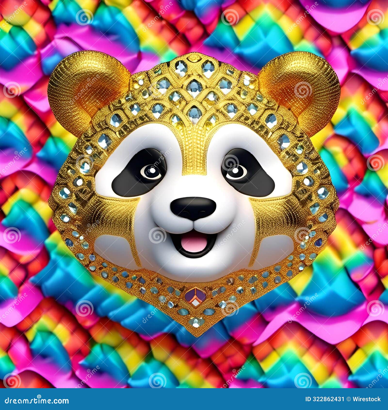 Vibrant Wall Featuring Happy Panda Face Design Stock Illustration ...