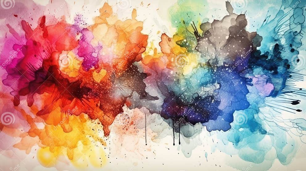 Vibrant Watercolor Splashes Background for Creative Projects. Stock ...