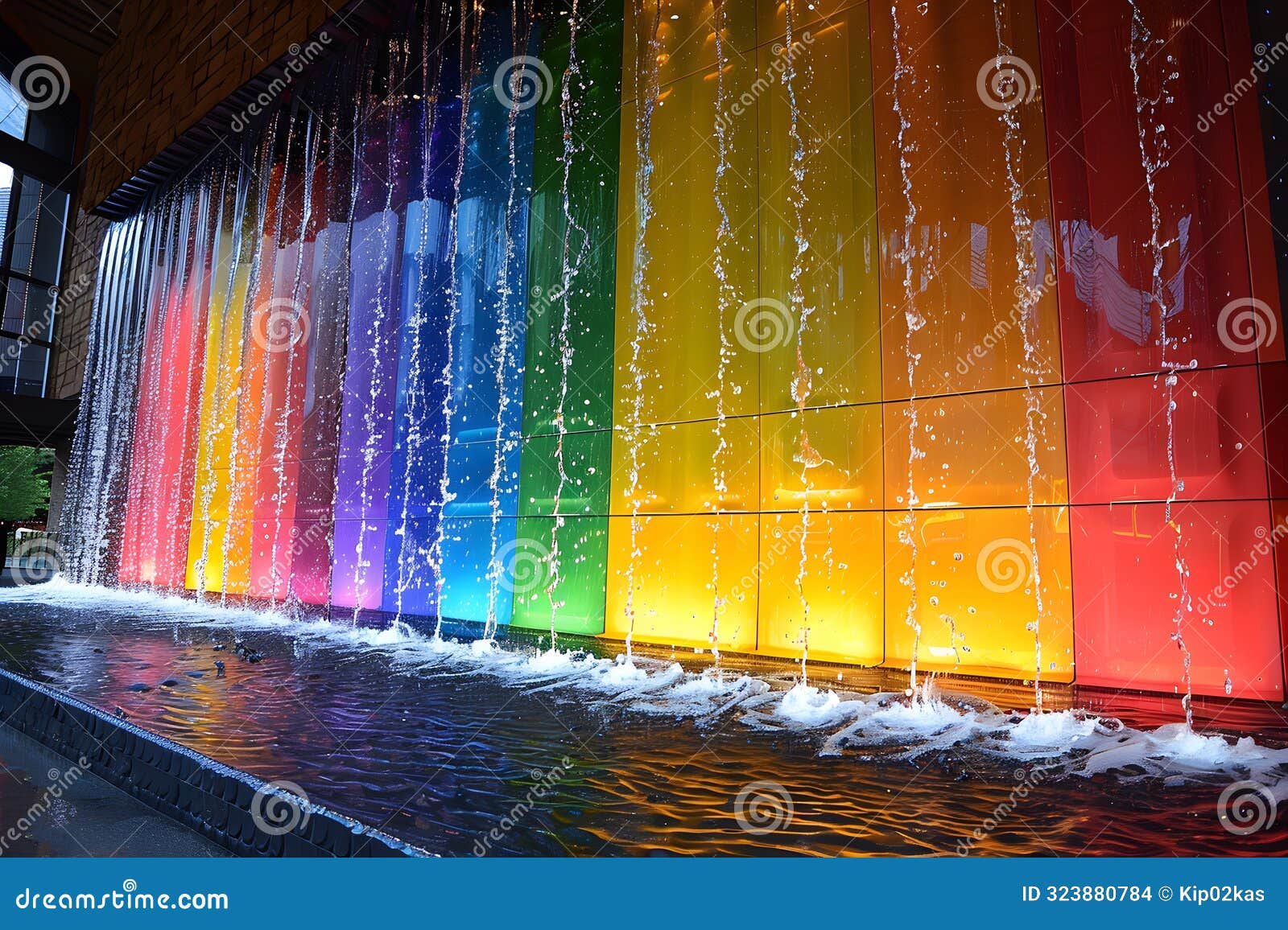 Colorful Rainbow Waterfall Installation for Modern Architectural Decor ...