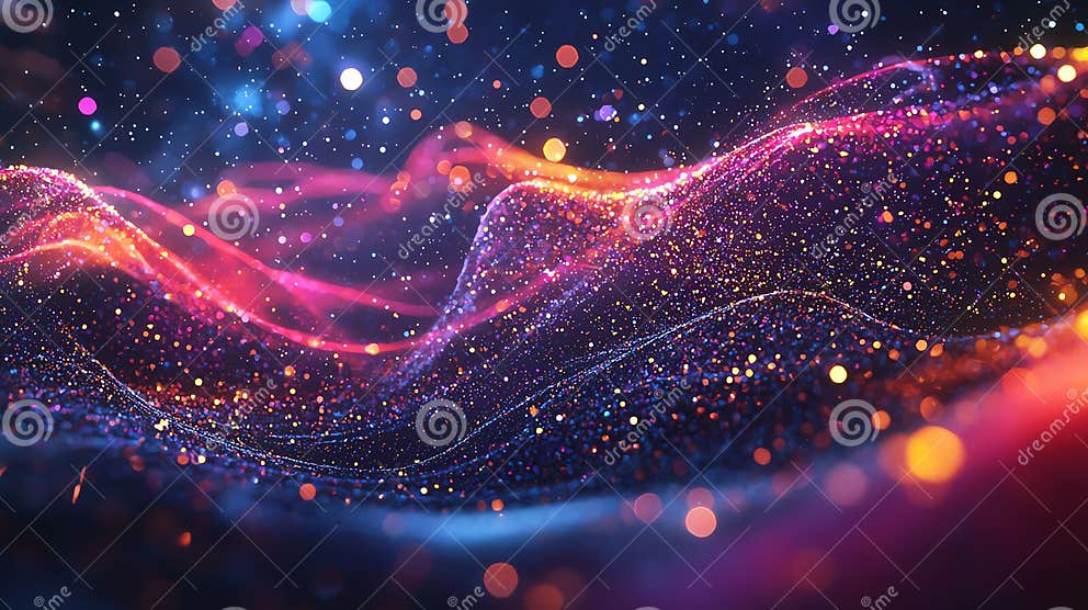 A Vibrant Wave of Interconnected Particles and Nodes, Illuminated ...