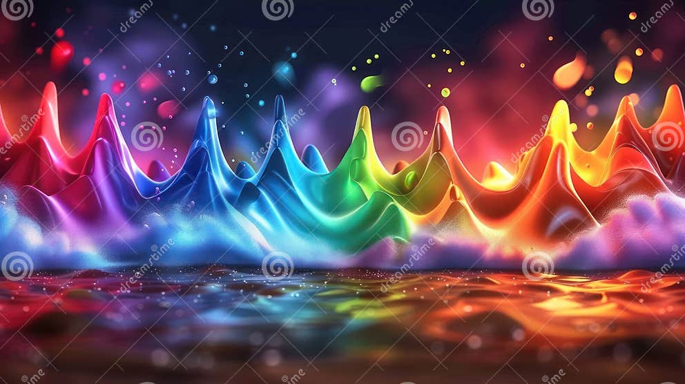 Vibrant Waves of Color Ripple Across a Reflective Surface, Creating an ...