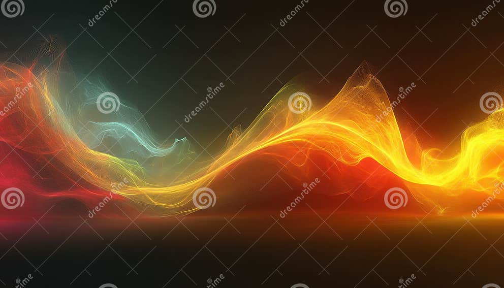 Multicolor Glowing Data Waves Flow Across an Abstract Digital Landscape ...