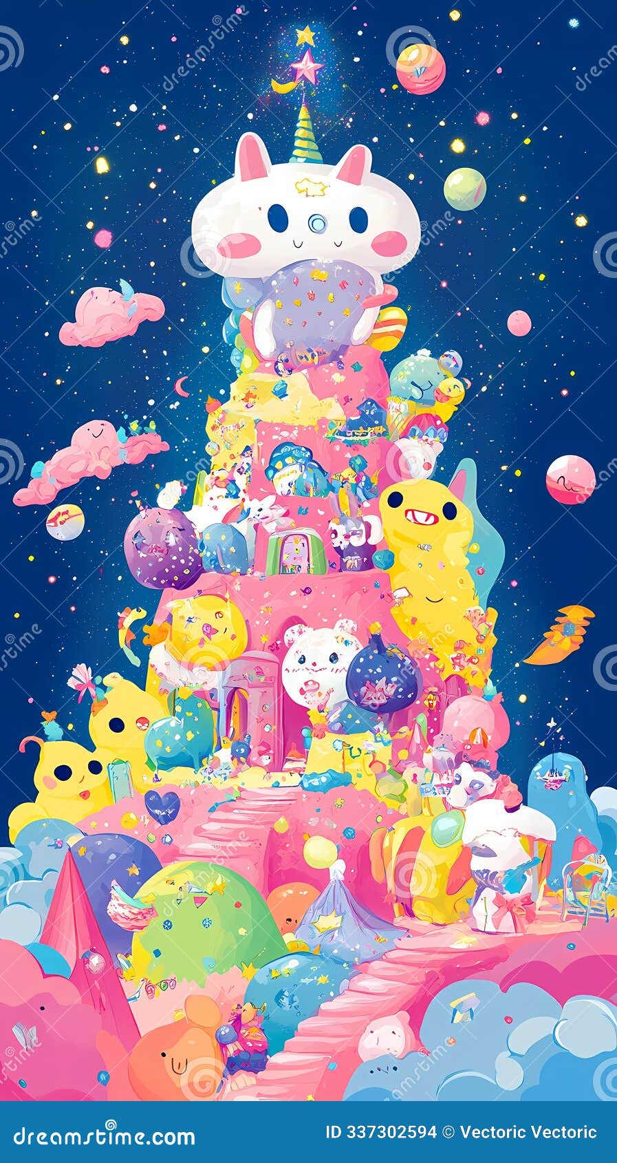 Cute Sea Creatures Set, Jellyfish, Octopus, Seahorse Cartoon Vector ...