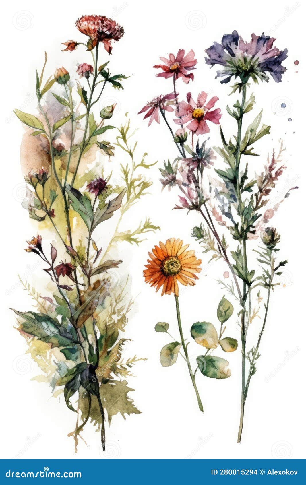 Vibrant Wildflower Bundle on White Background for Modern Designs. Stock ...