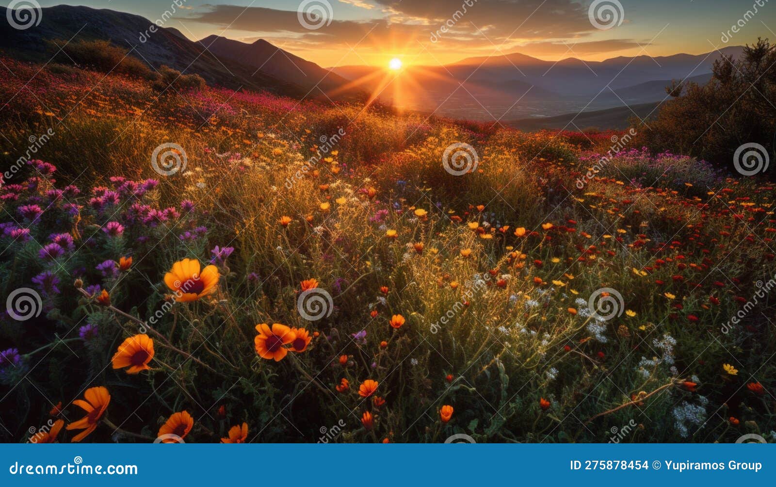 Vibrant Wildflowers Bloom in Tranquil Meadow Landscape Generated by AI ...