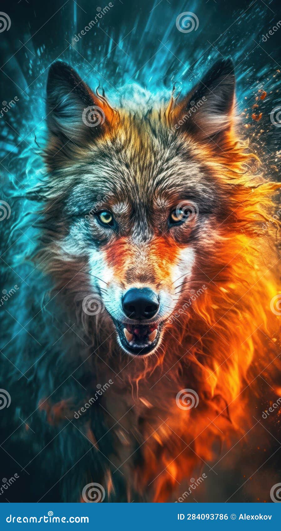 Vibrant Wolf in Action AI Generated Stock Illustration - Illustration ...