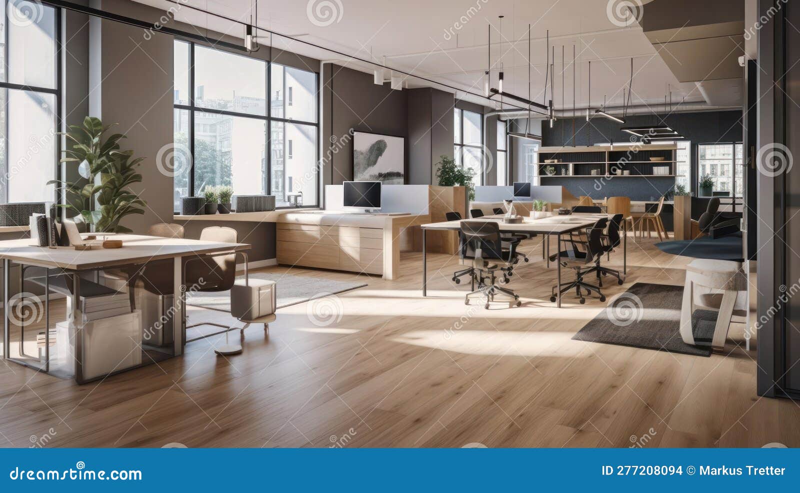 A Bright Open-concept Workspace with a Focus on Collaboration and ...