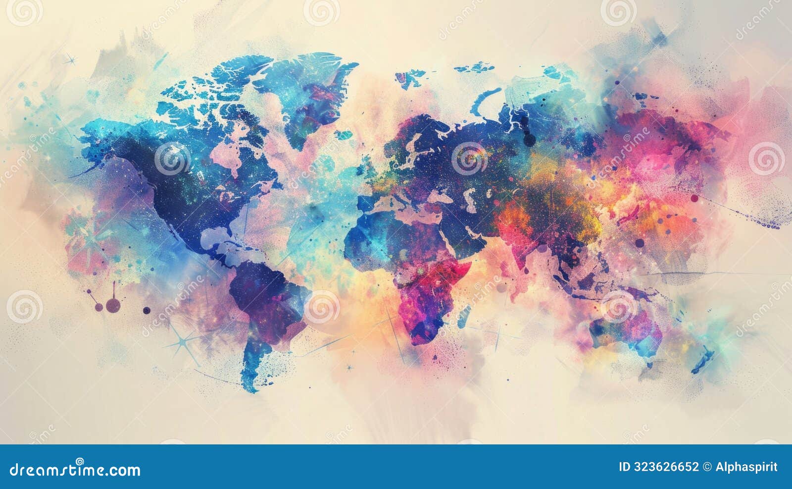 Vibrant World Map Displaying All Continents Interconnected Stock Photo ...