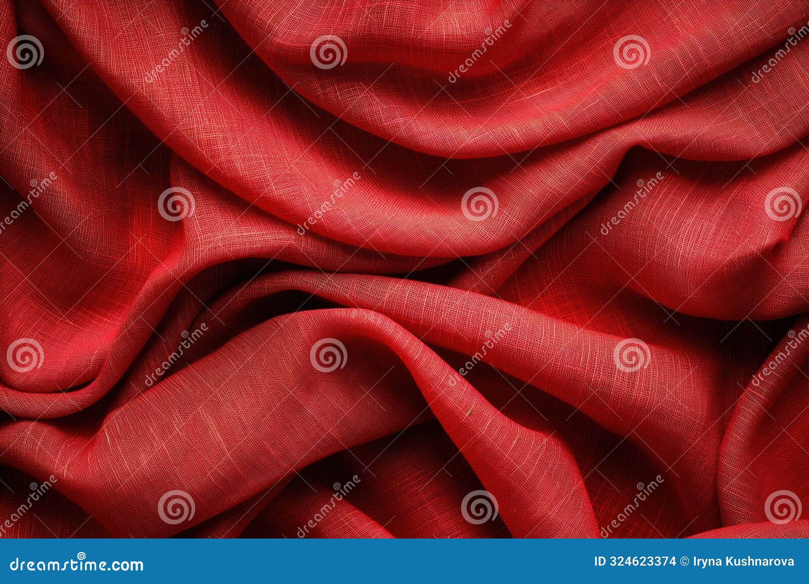Red Fabric Texture Pattern Close-up View. Vibrant Woven Design With ...
