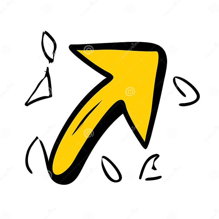 A Vibrant Yellow Arrow Points Stock Illustration - Illustration of ...