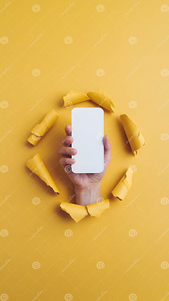 A Vibrant Yellow Background with a Hand Breaking through, Holding a ...