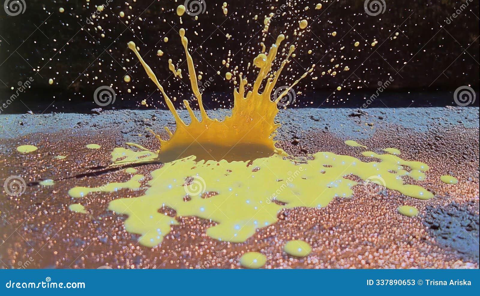A Vibrant Yellow Paint Splash on a Surface, Capturing Motion and Color ...