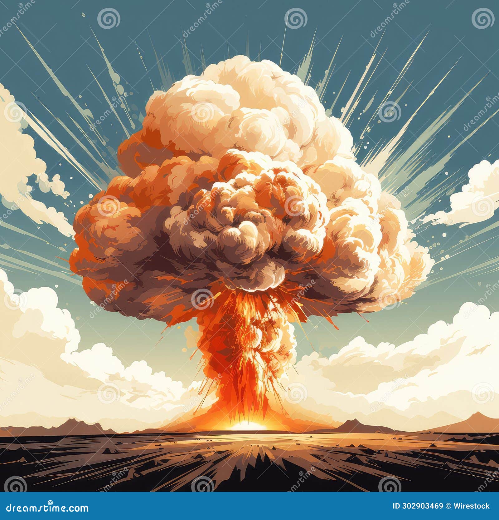 An Image of a Giant Explosion or Cloud with Yellow Smoke and Ash Rising ...