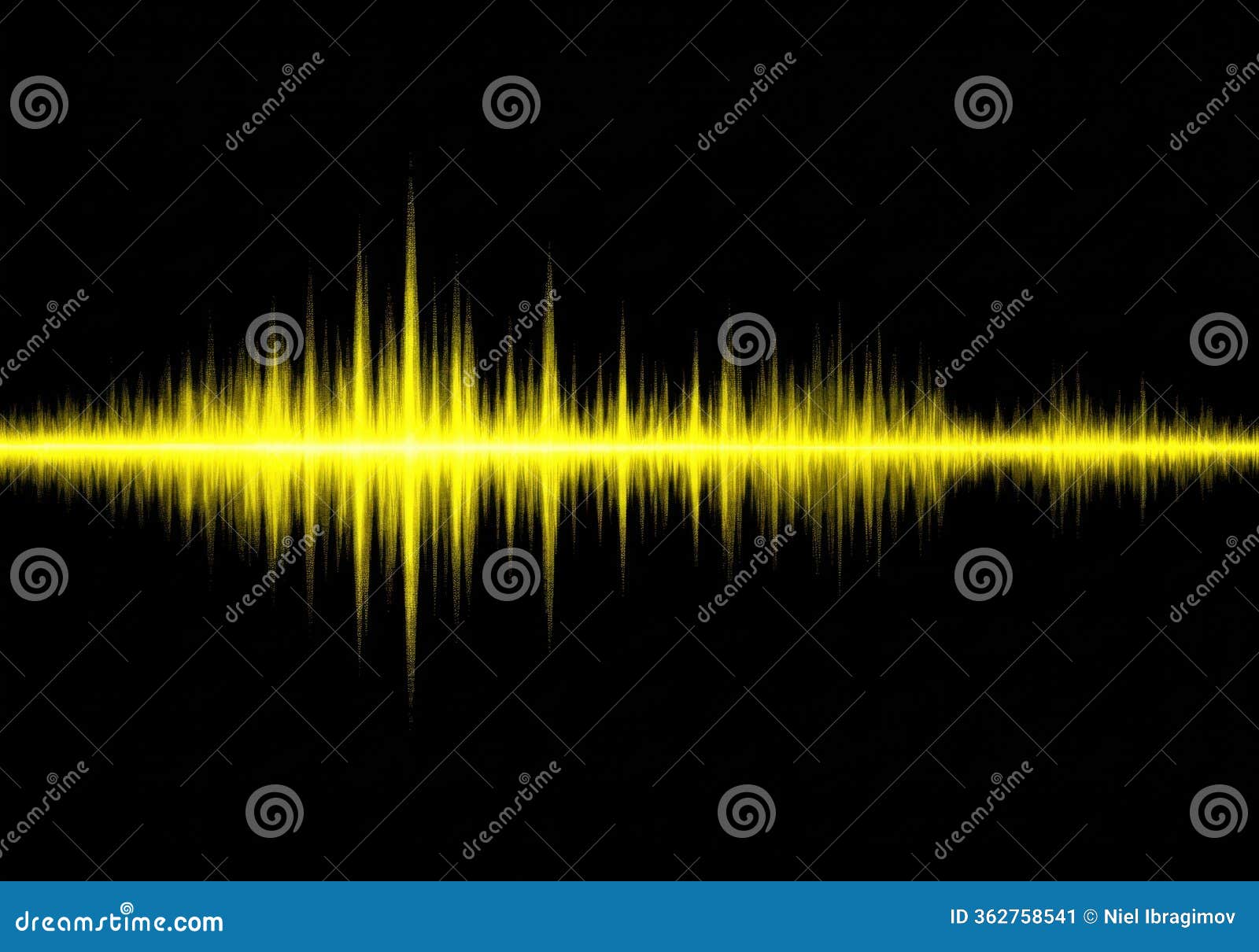 Vibrant Yellow Sound Waves and Their Reflections on a Black Background ...