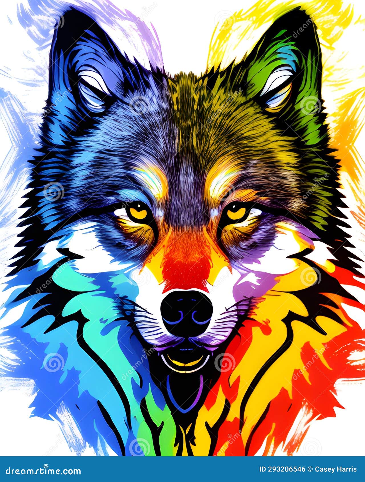 Vibrantly Coloured in Wolf Illustration Stock Illustration ...