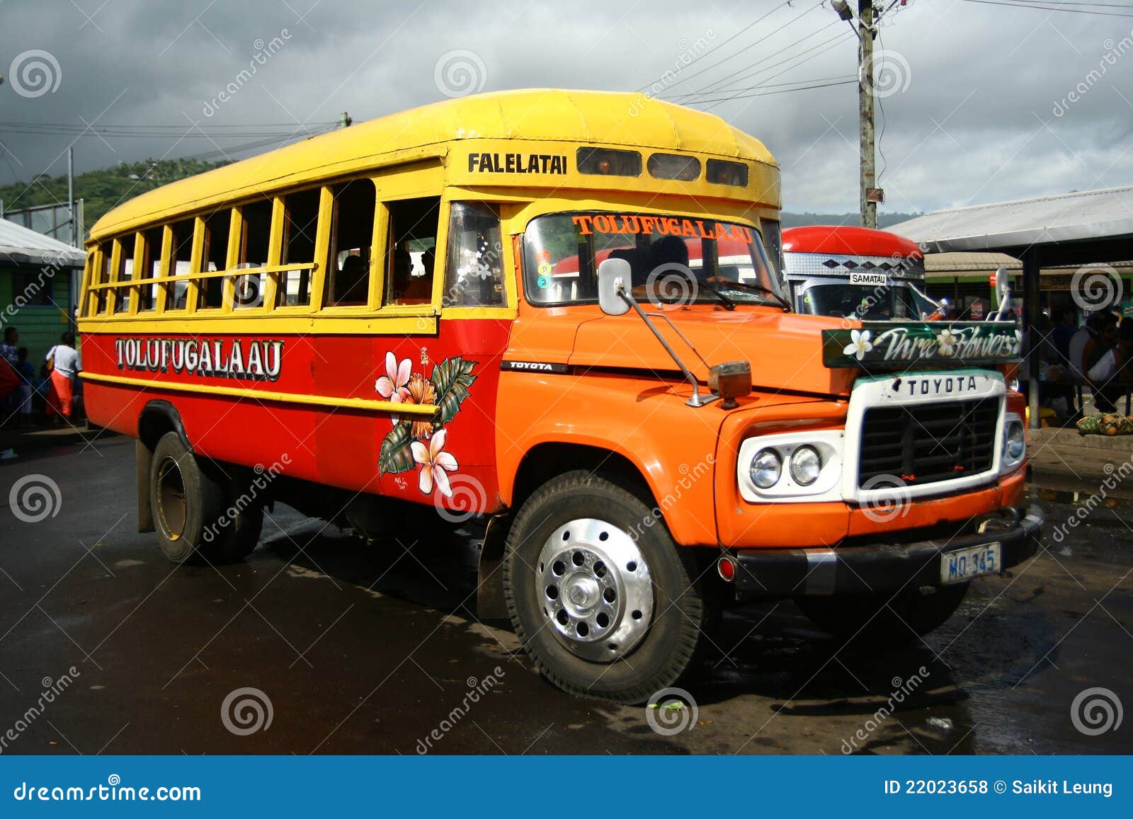 Vibrantly Painted Bus in Samoa Editorial Stock Photo - Image of vibrant ...