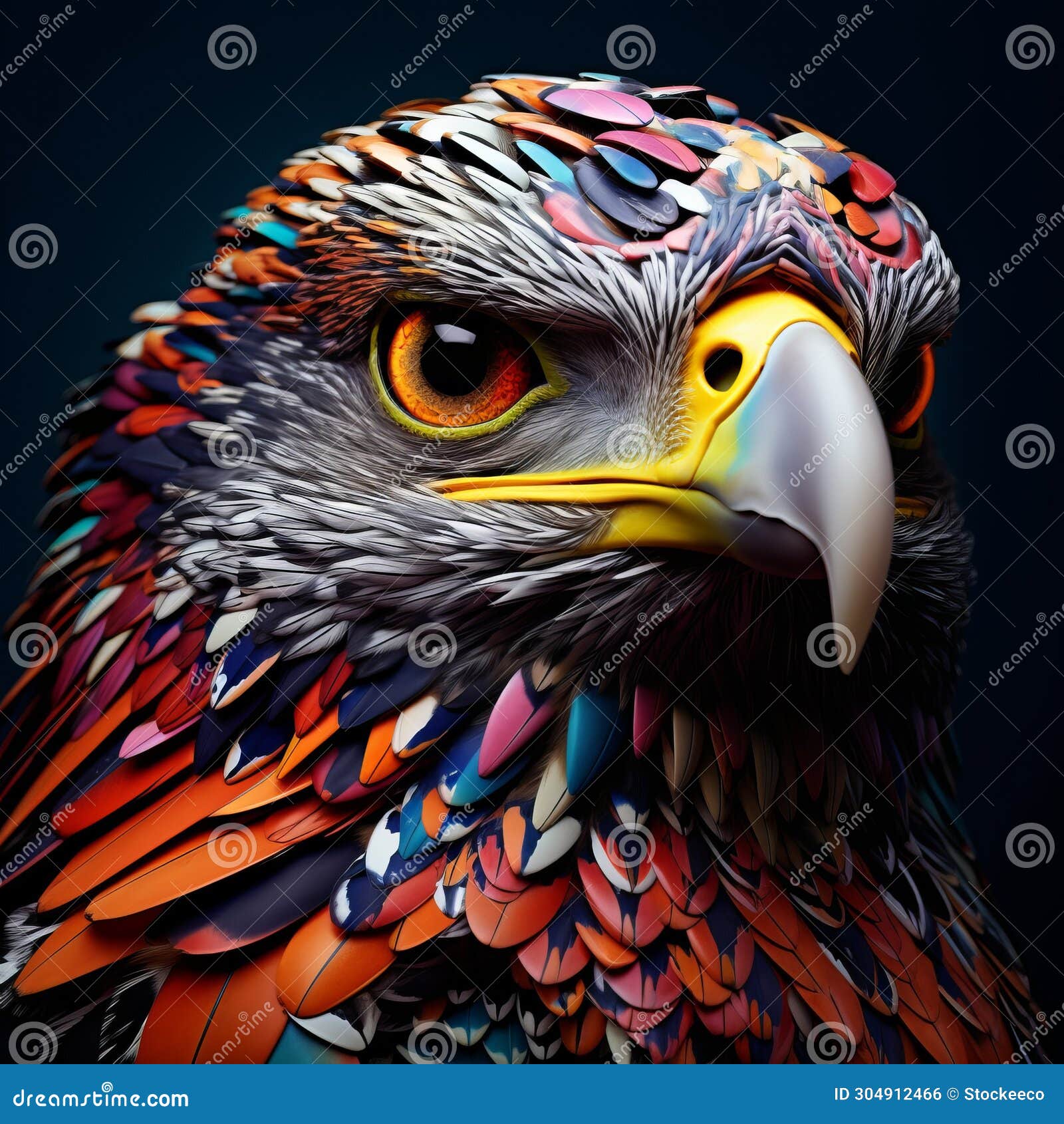 Vibrantly Surreal Falcon: 3d Pattern of Colorful Eagle Print Stock ...