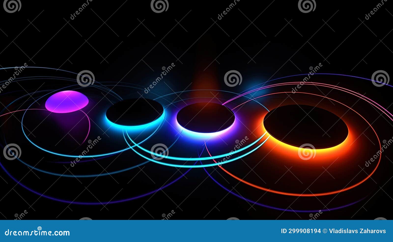 Vibrating Colored Circles on a Black Background Stock Illustration ...
