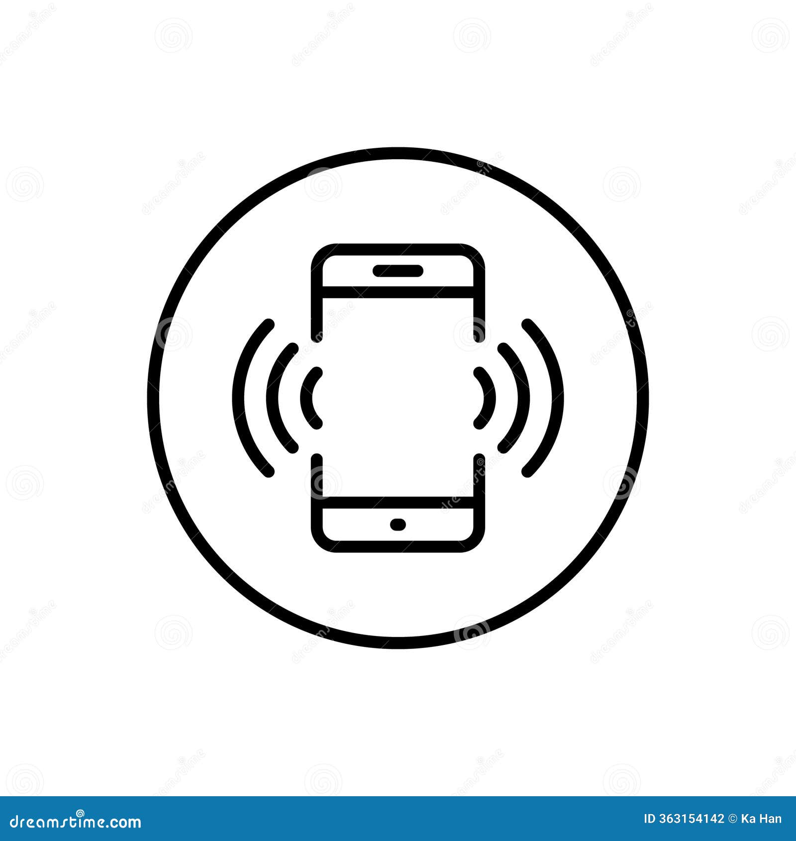 Vibrating Mobile Phone Icon On Circle Line. Cellphone Vibration Sign ...
