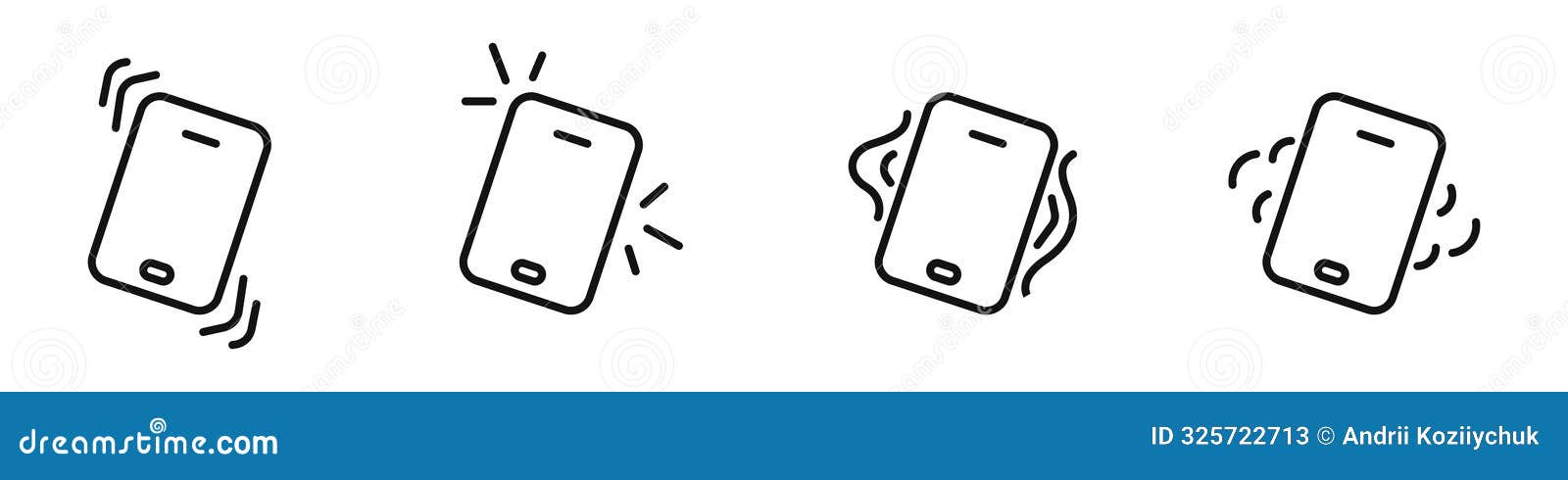 Vibrating Phone Icon Set. Phone Call Vector. Smartphone on Vibration ...