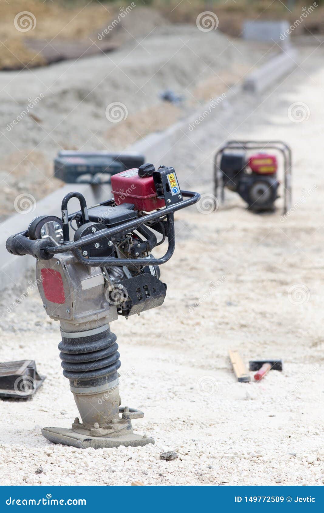 Vibrating Plate Machine at Construction Site Stock Image - Image of ...