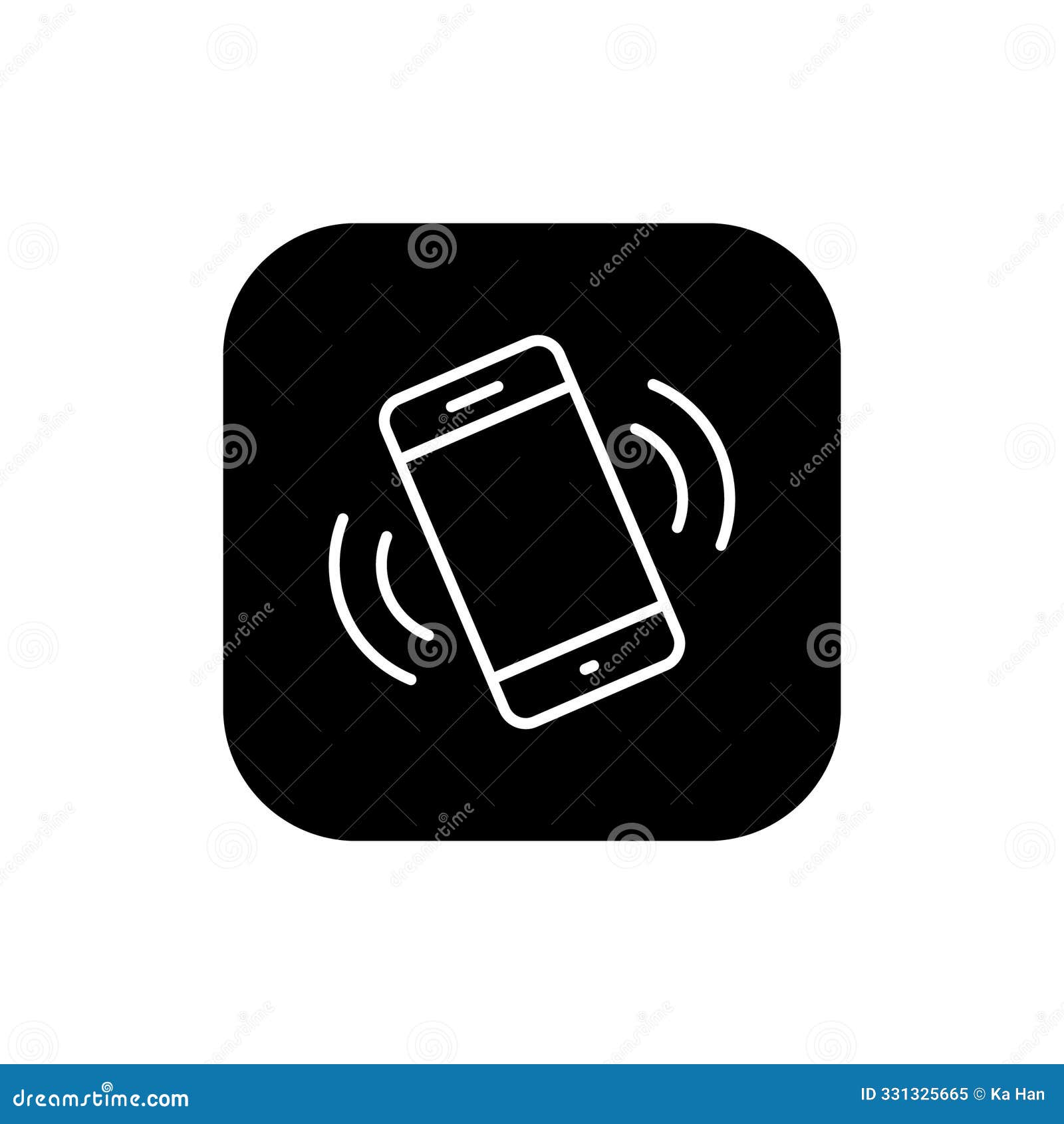 Vibration Mode Mobile Phone Icon on Black Square Stock Illustration ...