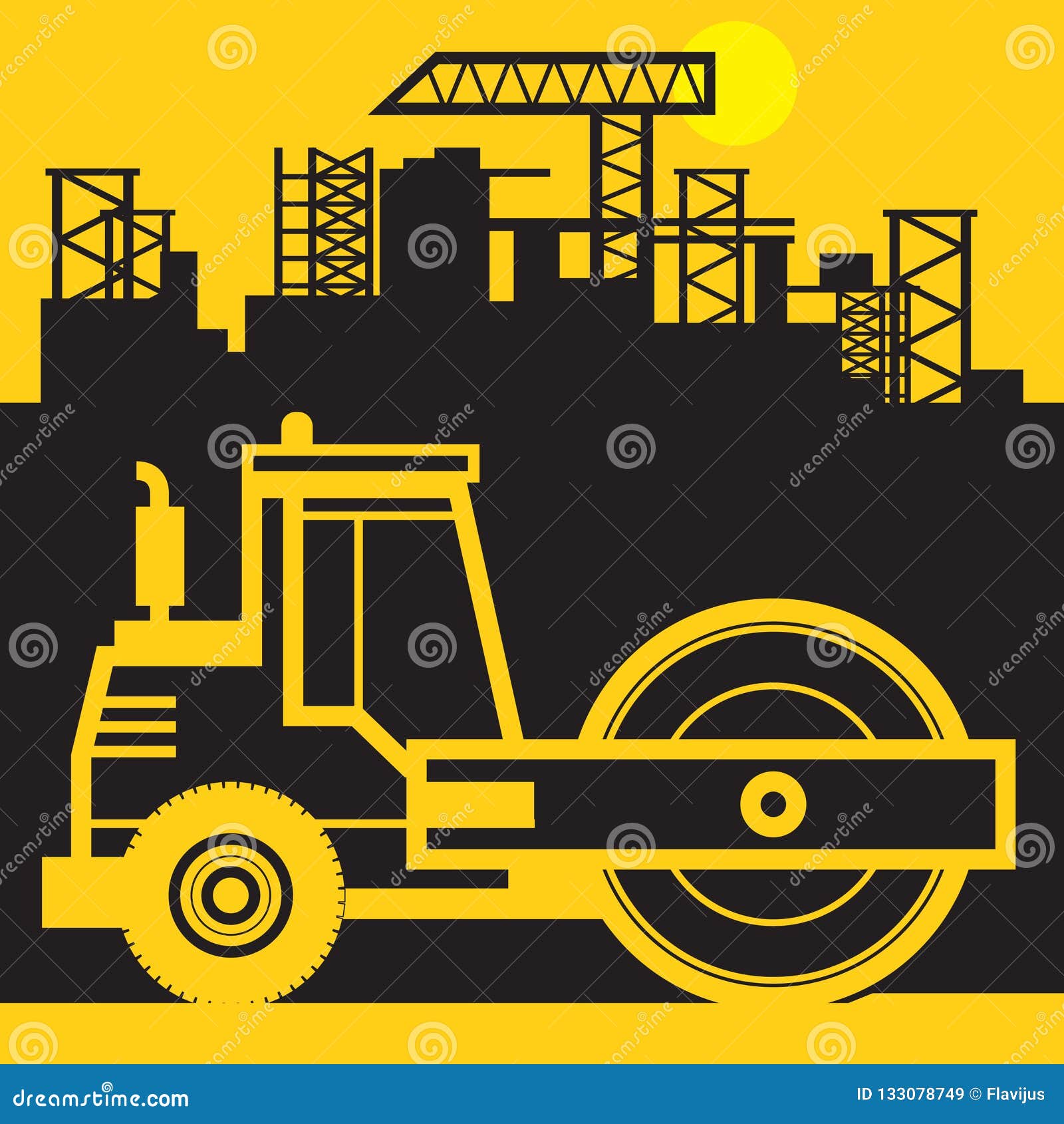 Vibration Roller, Construction Power Machinery Stock Vector ...
